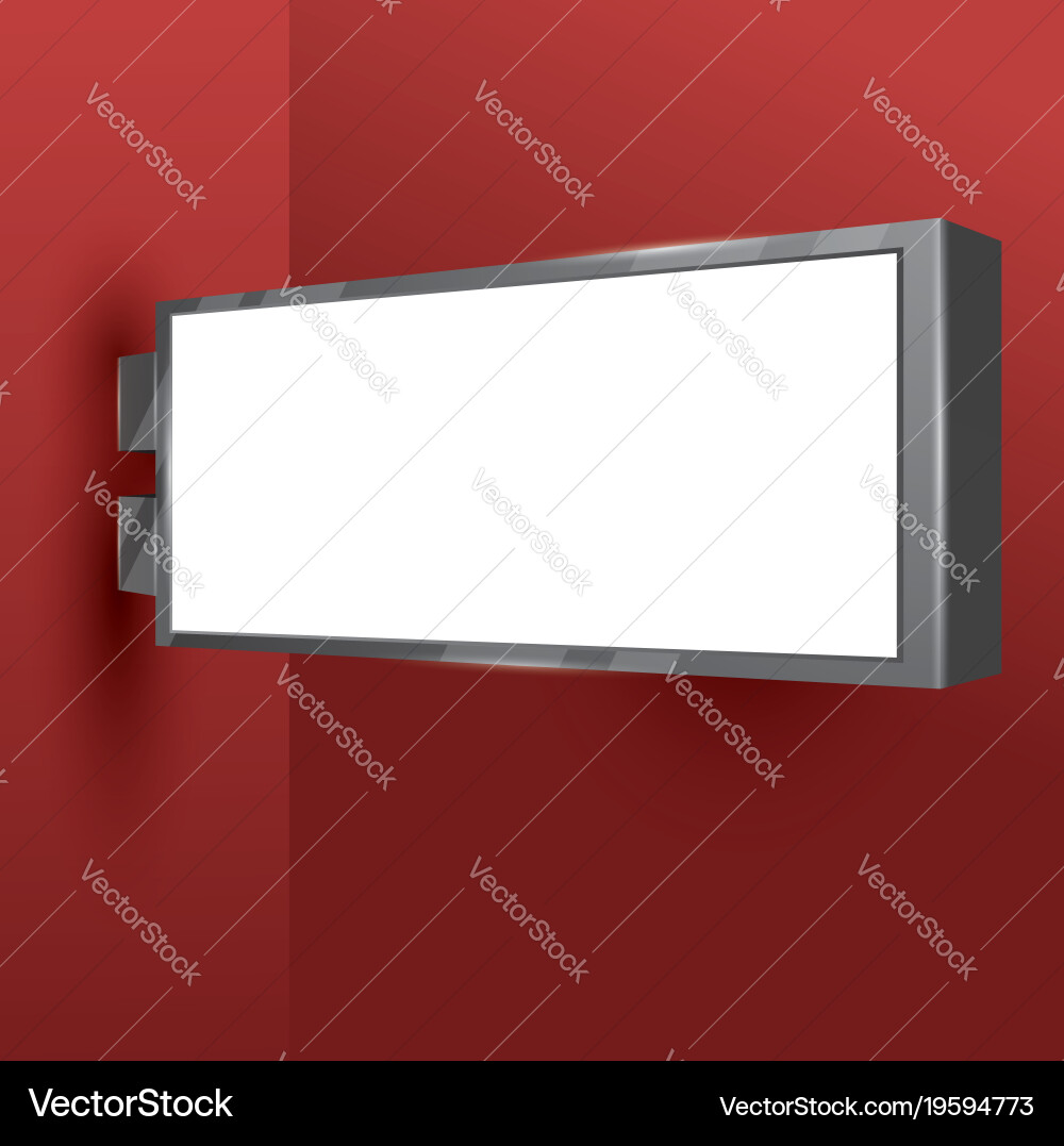 Blank store white signboard on red background Vector Image