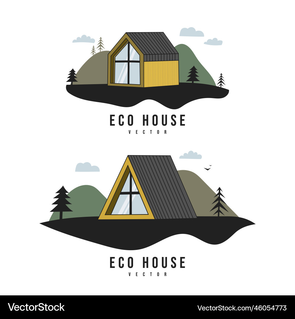 Flat barnhouse and a-frame mini house logo modern Vector Image