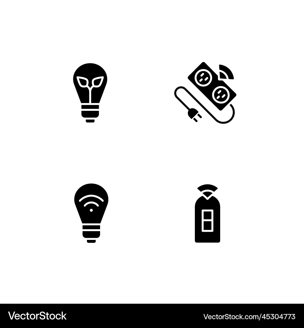 Home lighting black glyph icons set on white space