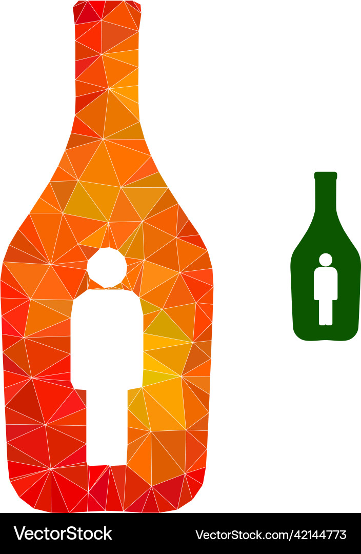 Polygonal alcoholic person icon with flame Vector Image