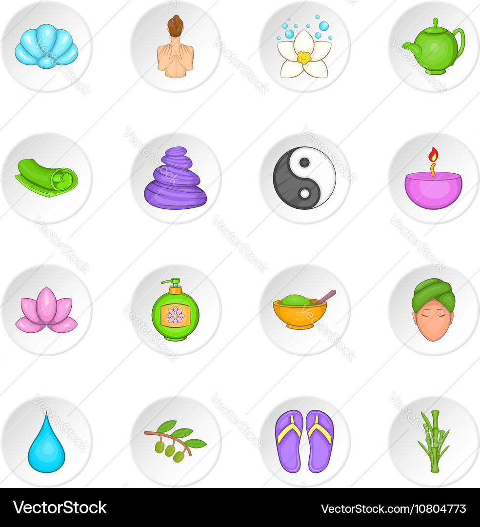 Spa icons set cartoon style Royalty Free Vector Image