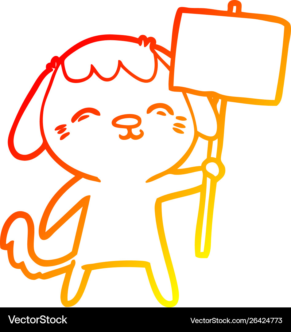 Warm gradient line drawing happy cartoon dog Vector Image