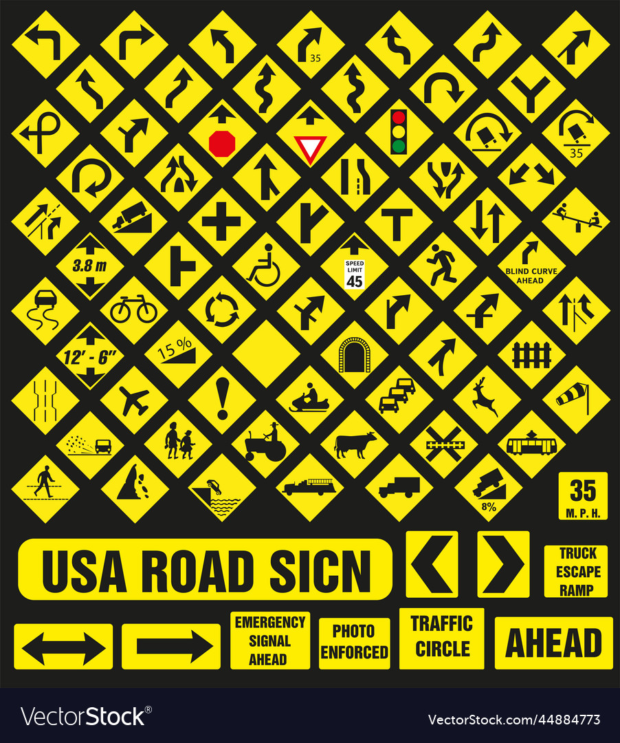 Warning traffic signs set Royalty Free Vector Image Warning traffic signs set Royalty Free Vector Image
