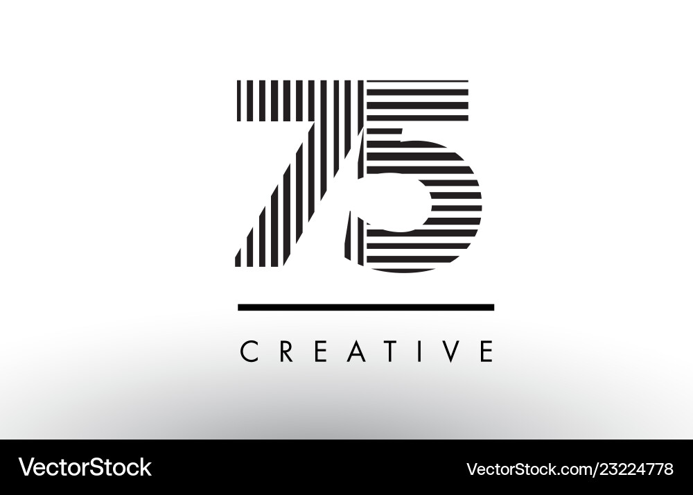 75 black and white lines number logo design Vector Image