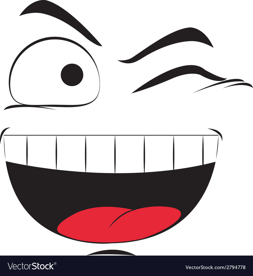 A Happy Facial Expression On White Background Vector Image