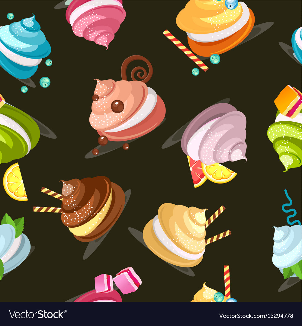 Cake seamless pattern Royalty Free Vector Image