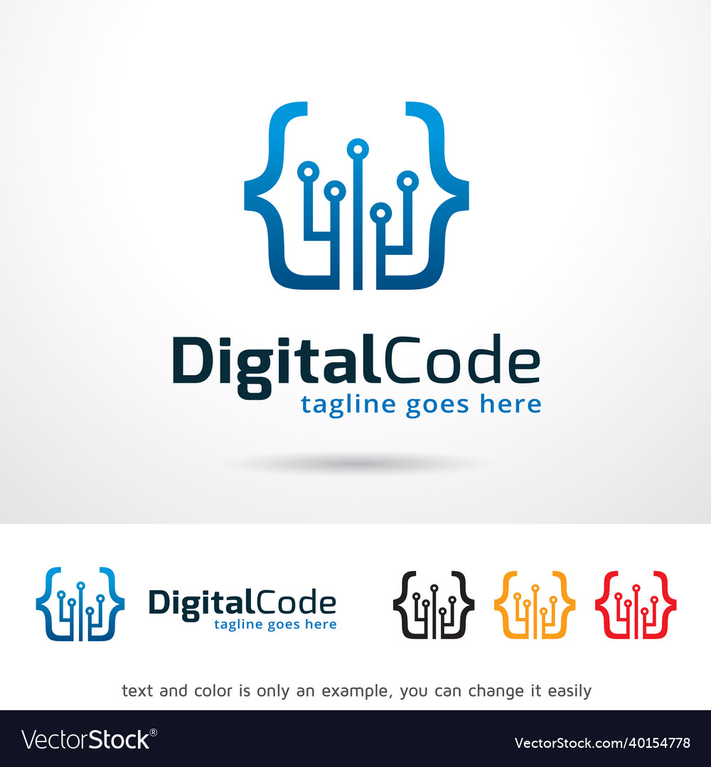 Digital code logo template Royalty Free Vector Image