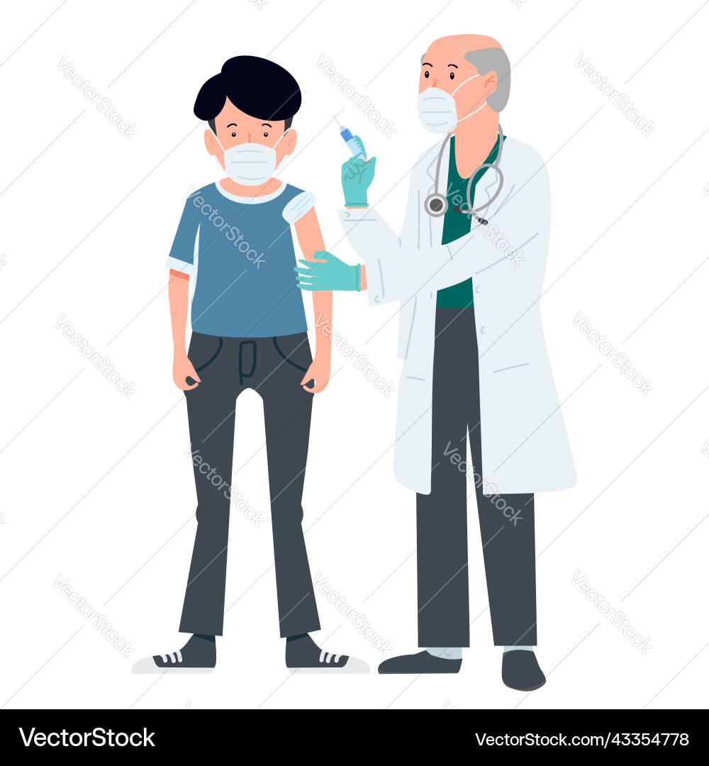 Doctor injecting syringe patient Royalty Free Vector Image