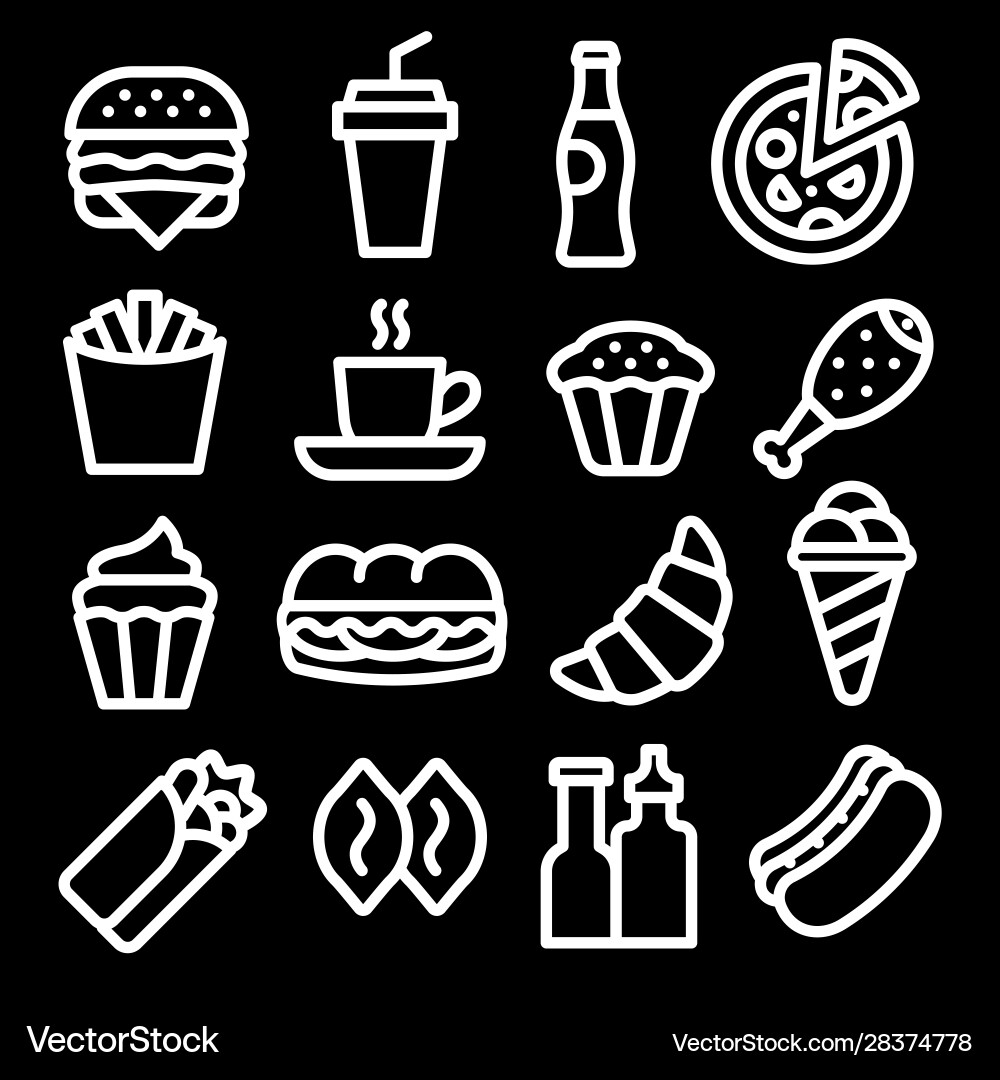 Fast food icons Royalty Free Vector Image - VectorStock