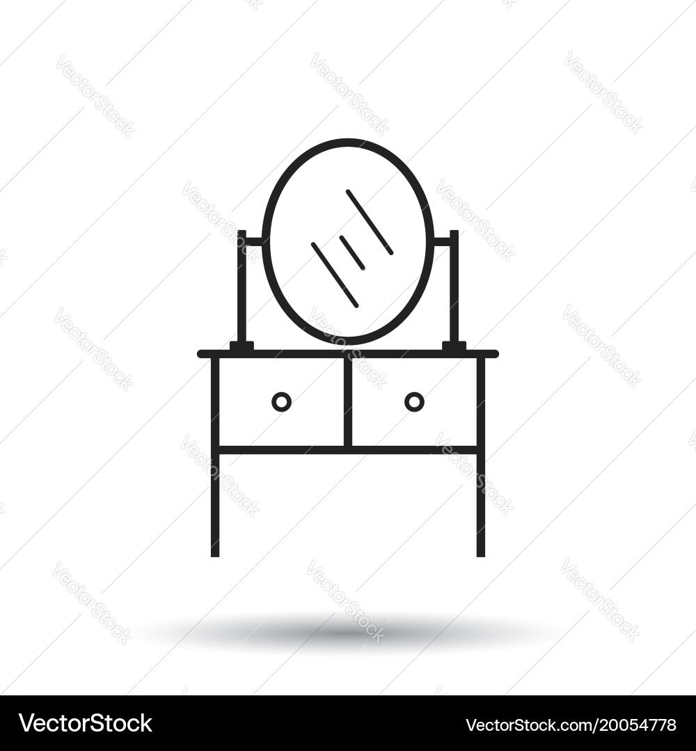 Furniture table with mirror icon on white Vector Image