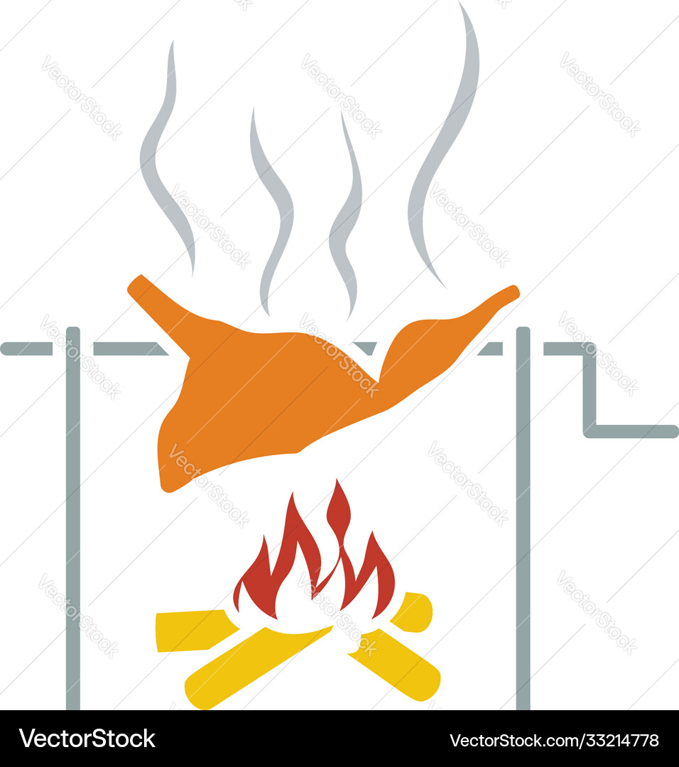 Icon roasting meat on fire Royalty Free Vector Image