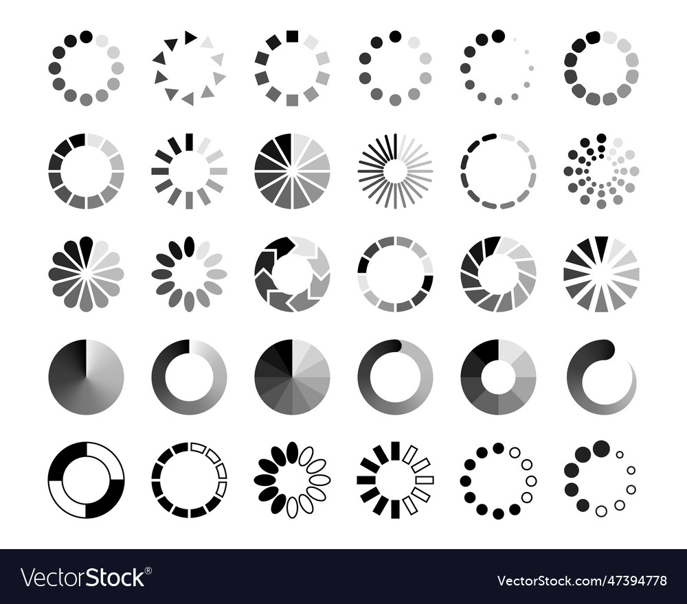 Loading icons load progress circle loader ui Vector Image