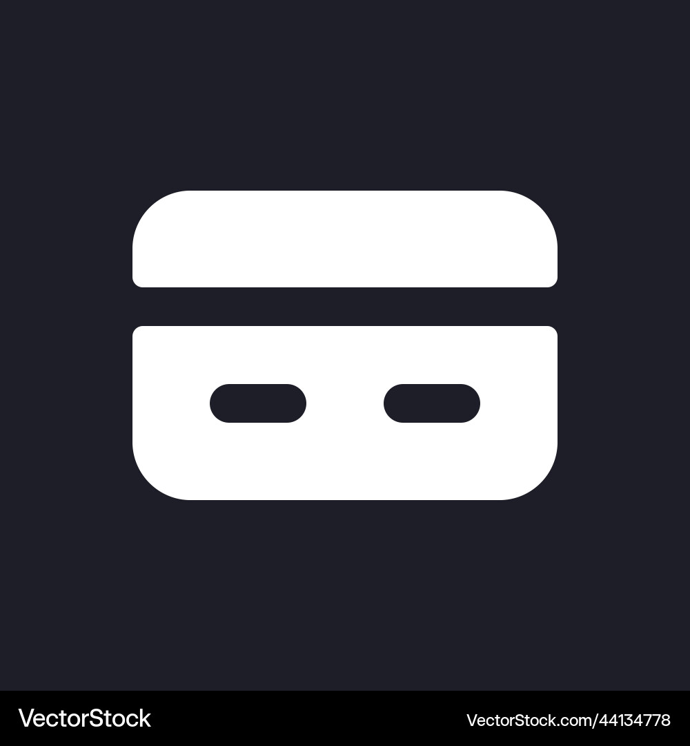 Payment card dark mode glyph ui icon Royalty Free Vector