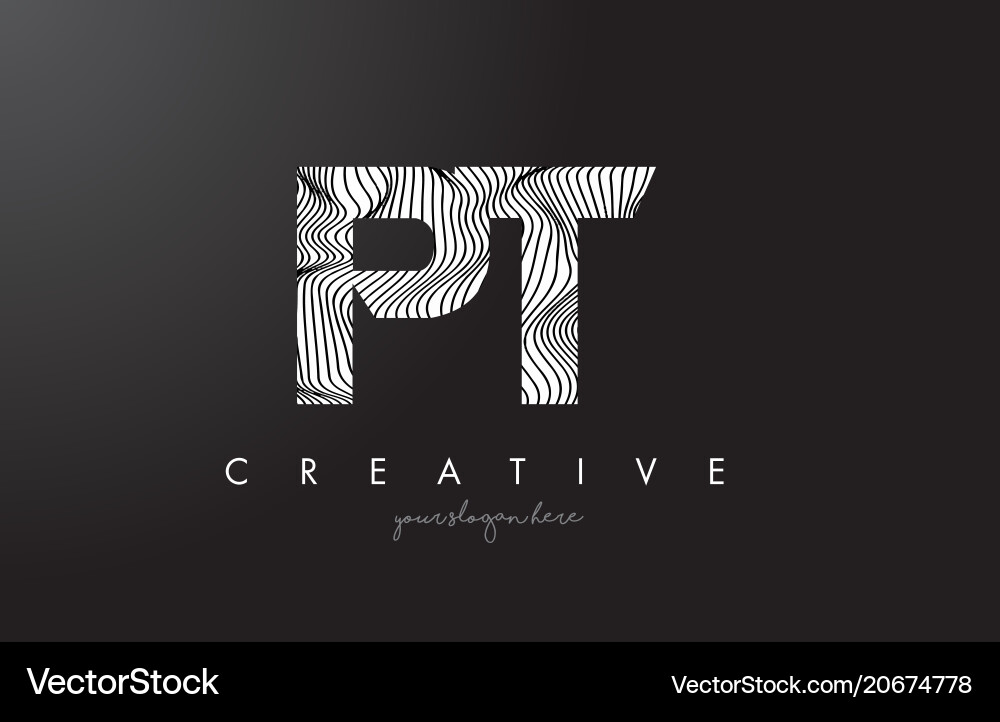 Pt p t letter logo with zebra lines texture Vector Image