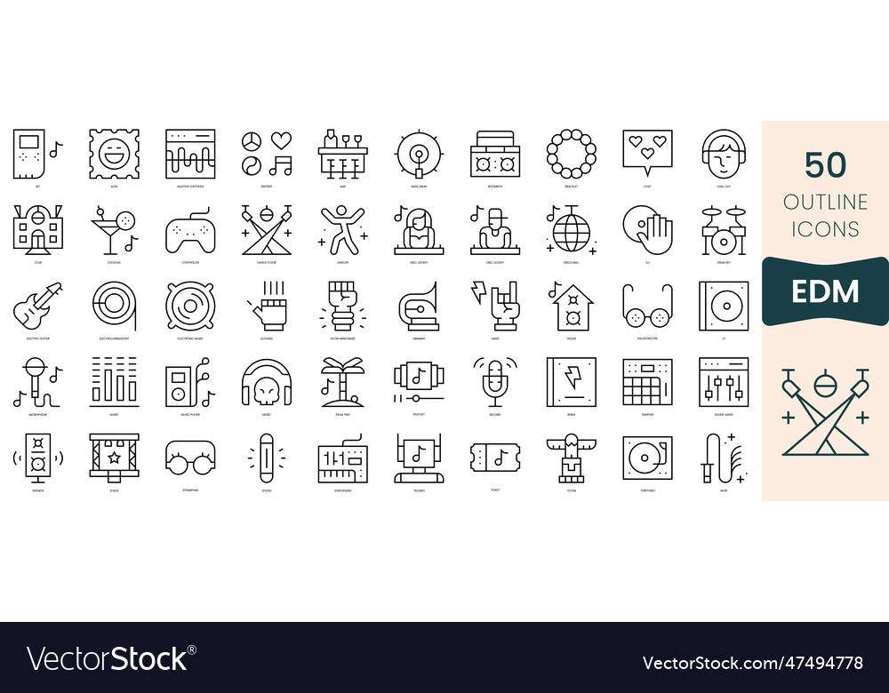Set of edm icons thin linear style icons pack Vector Image