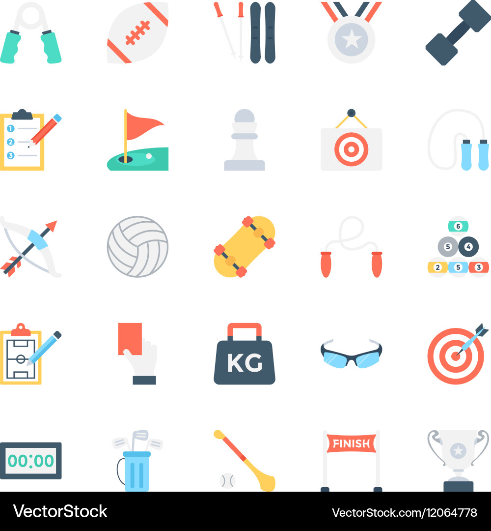 Sports Colored Icons 4 Royalty Free Vector Image