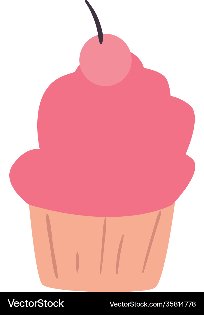Sweet cupcake daily sticker flat style icon Vector Image