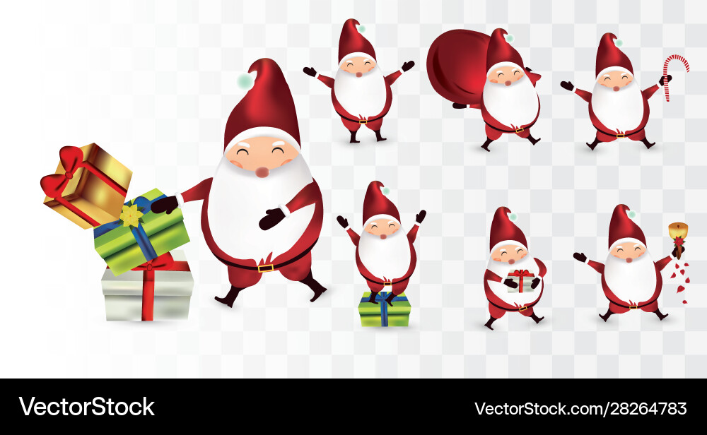 Collection funny christmas santa clause Royalty Free Vector
