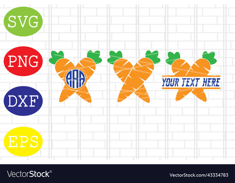 Easter carrot split name frame Royalty Free Vector Image