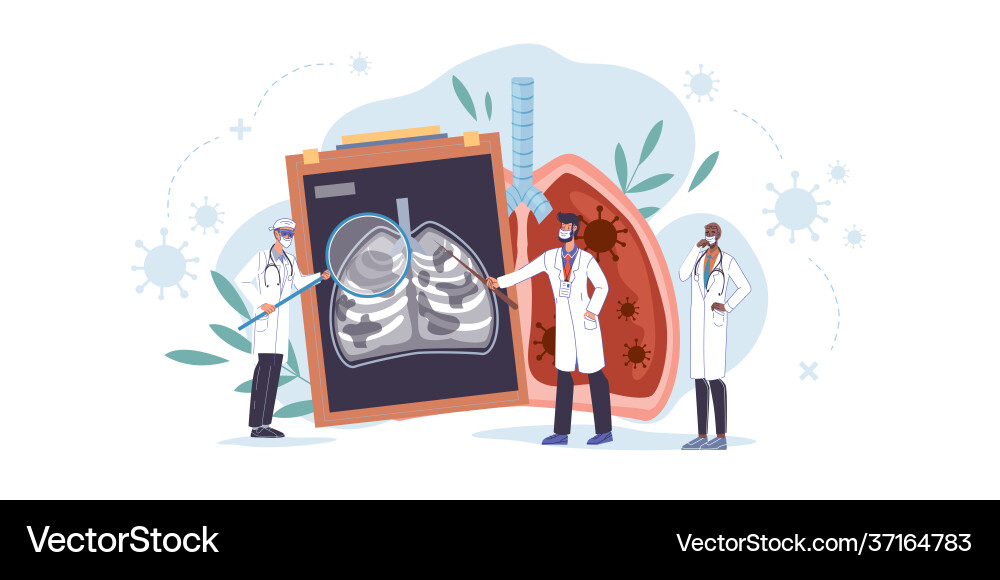 Flat cartoon doctor characters at work coronavirus