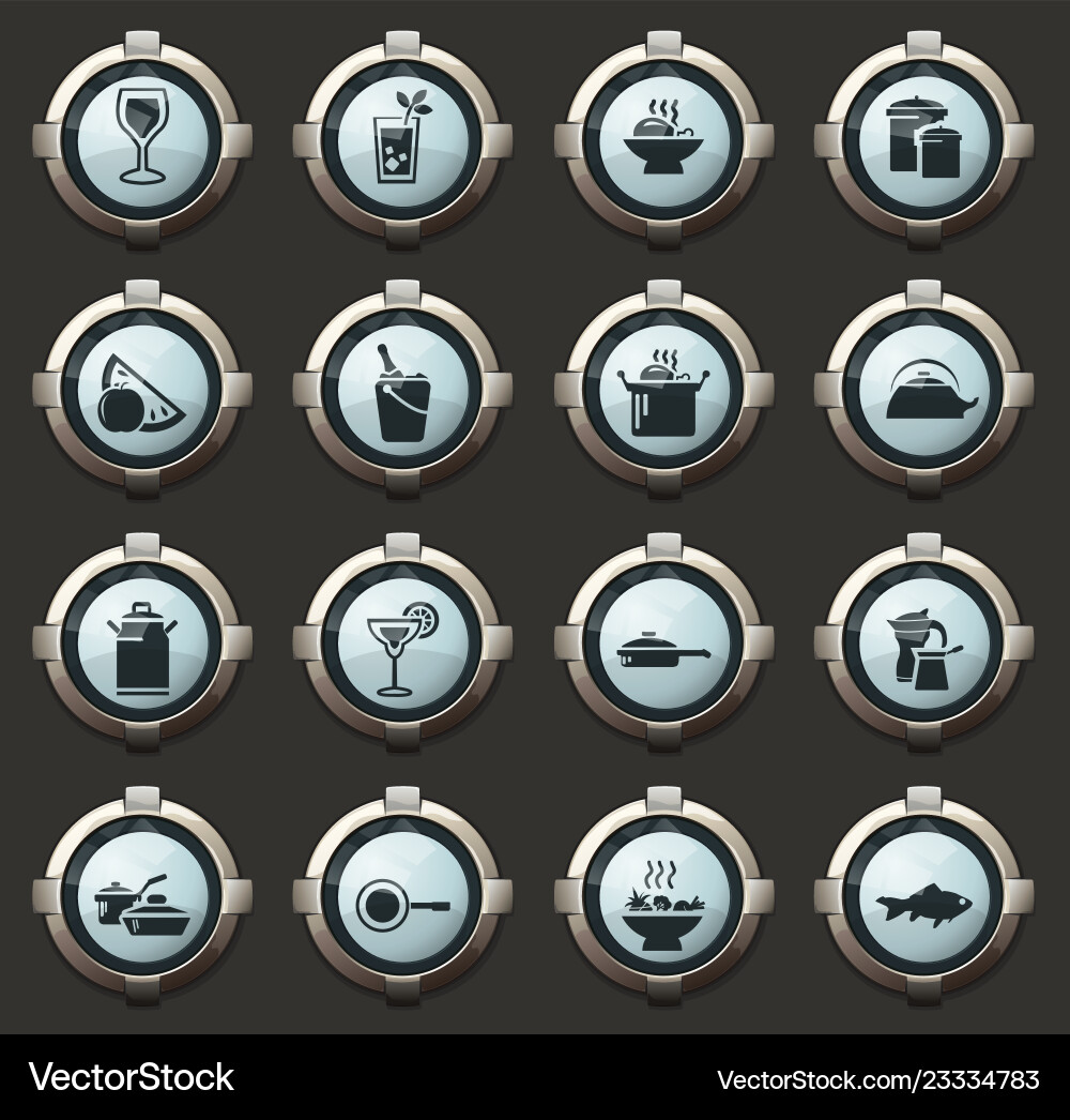 Food and kitchen icons set Royalty Free Vector Image