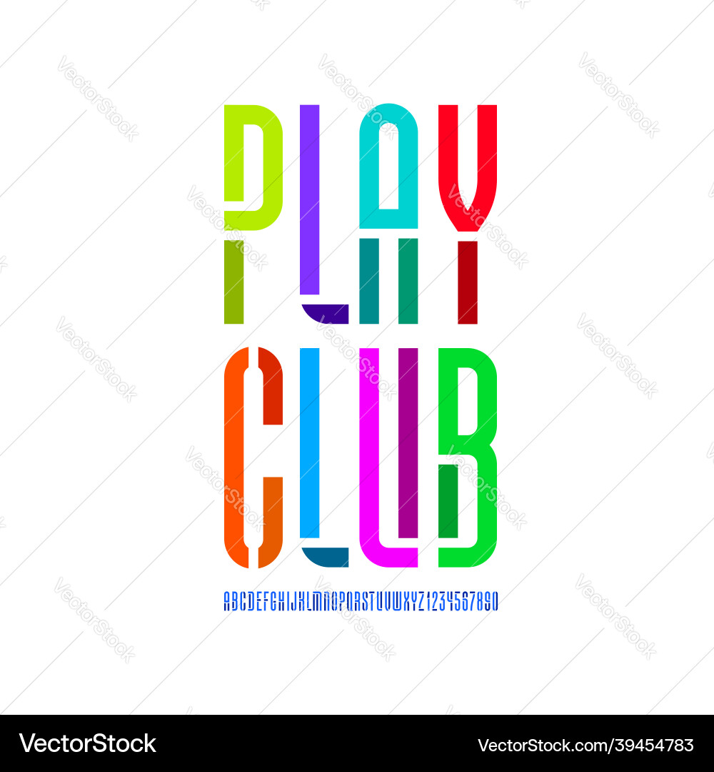 Kids stencil font bright rounded long alphabet Vector Image