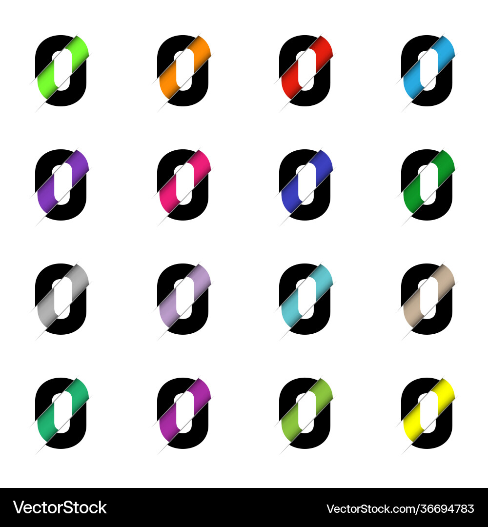 Modern number 0 cut style logo simple icon Vector Image