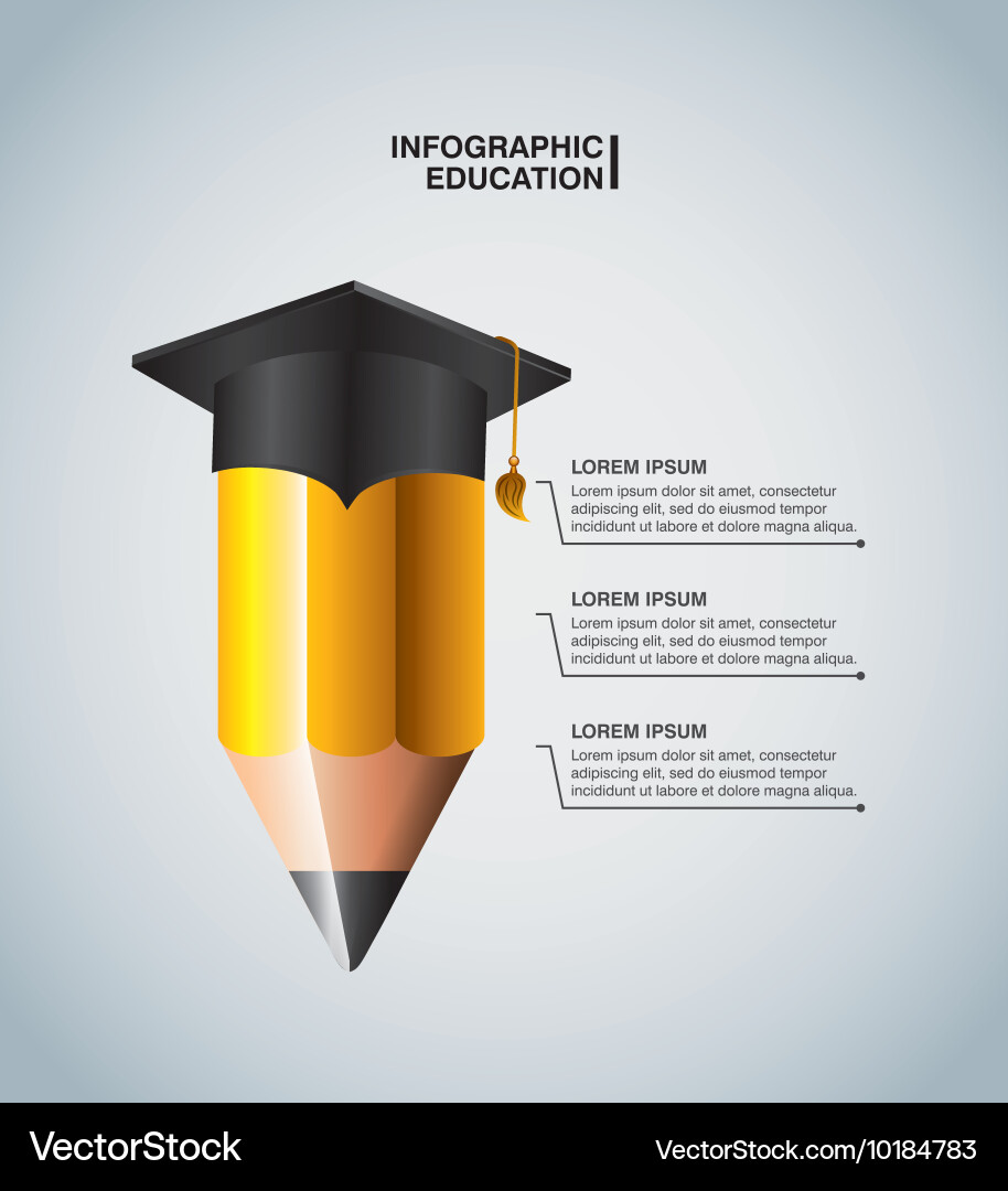 Pencil and graduation cap icon Infographic Vector Image