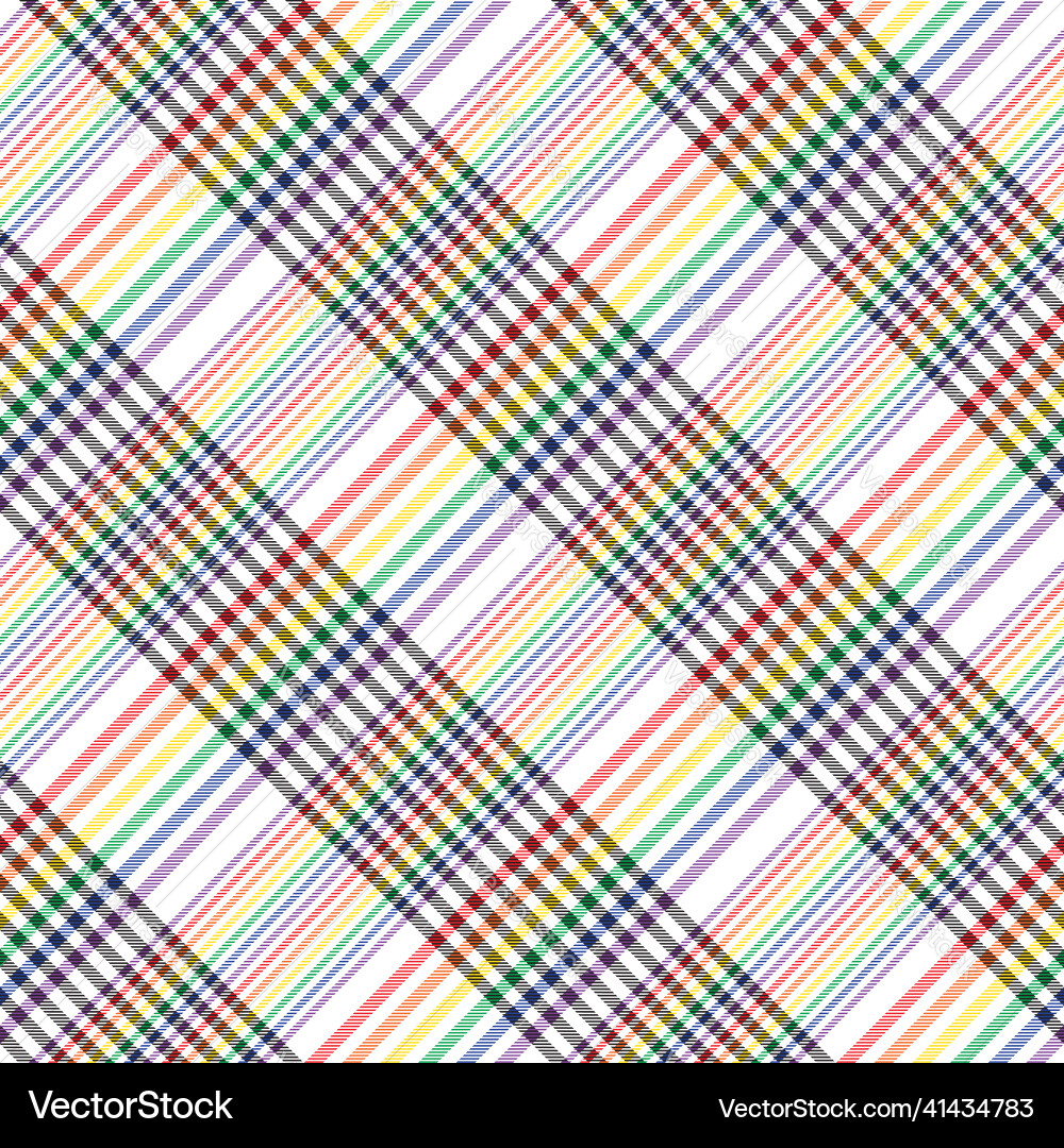 Rainbow diagonal plaid tartan textured seamless Vector Image