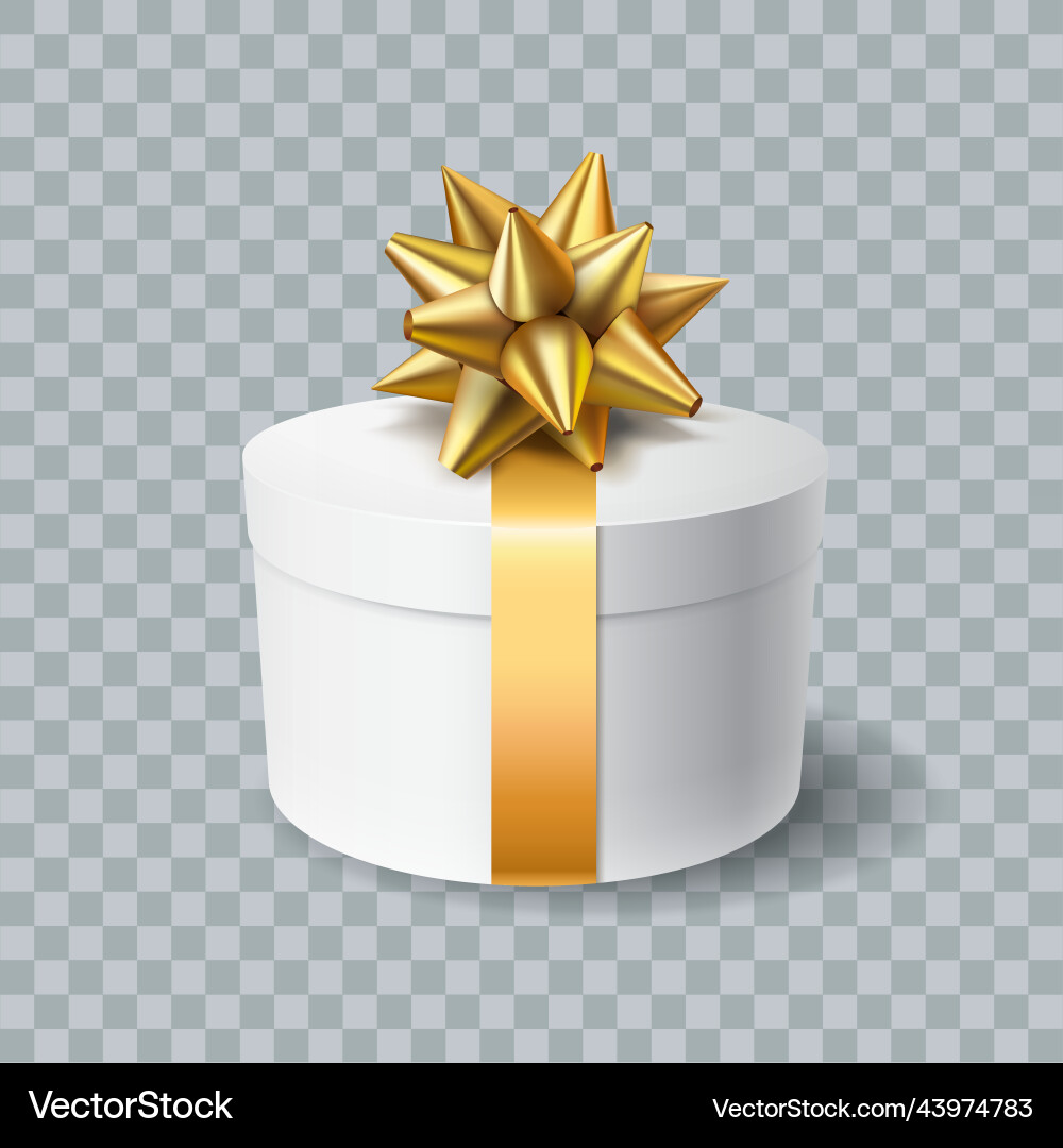 Realistic gift round box with gold ribbon Vector Image