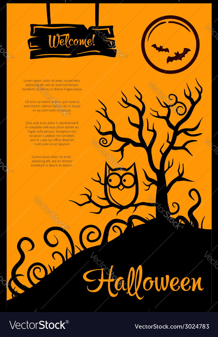 Retro graphical poster with halloween elements Vector Image
