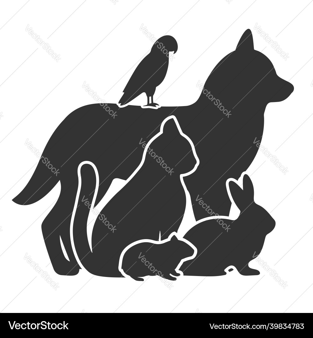 Set of silhouettes pets Royalty Free Vector Image