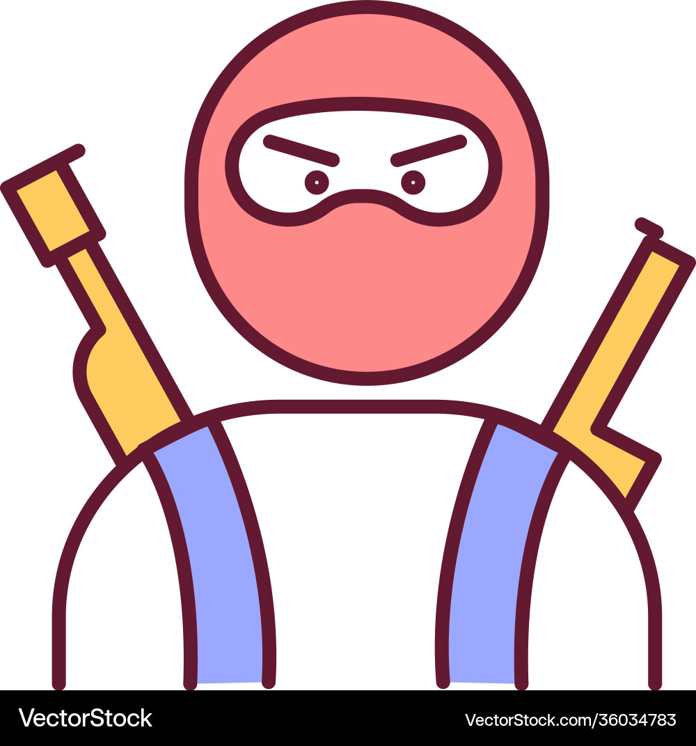 Terrorist rgb color icon Royalty Free Vector Image