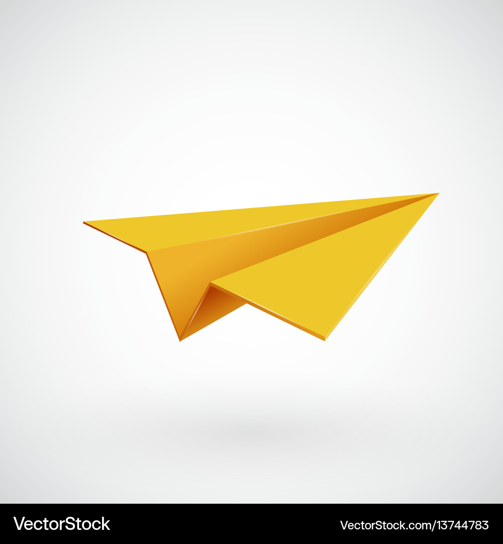 Yellow paper airplane illustration Royalty Free Vector Image