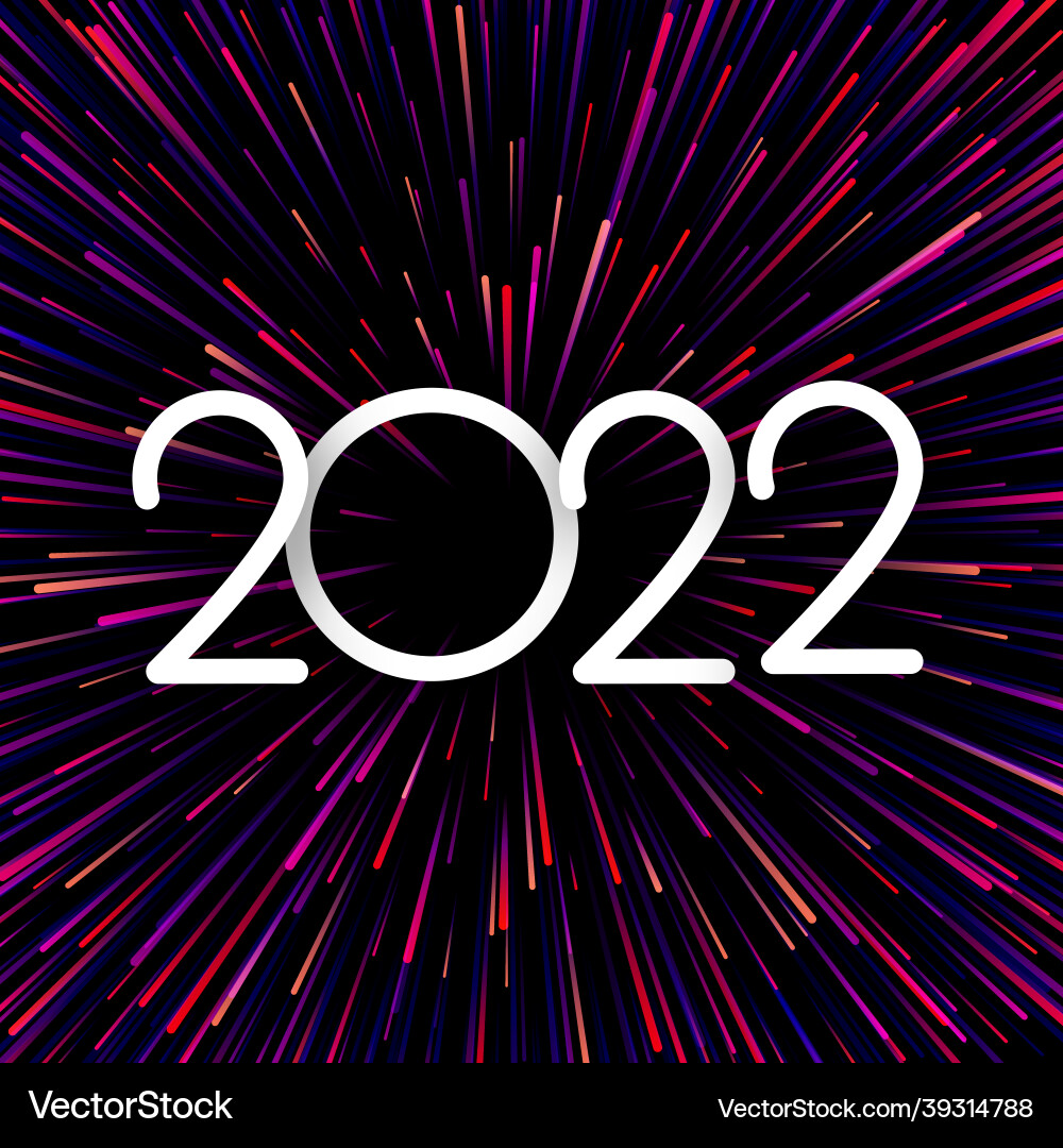 2022 sign on multicolored fireworks background Vector Image