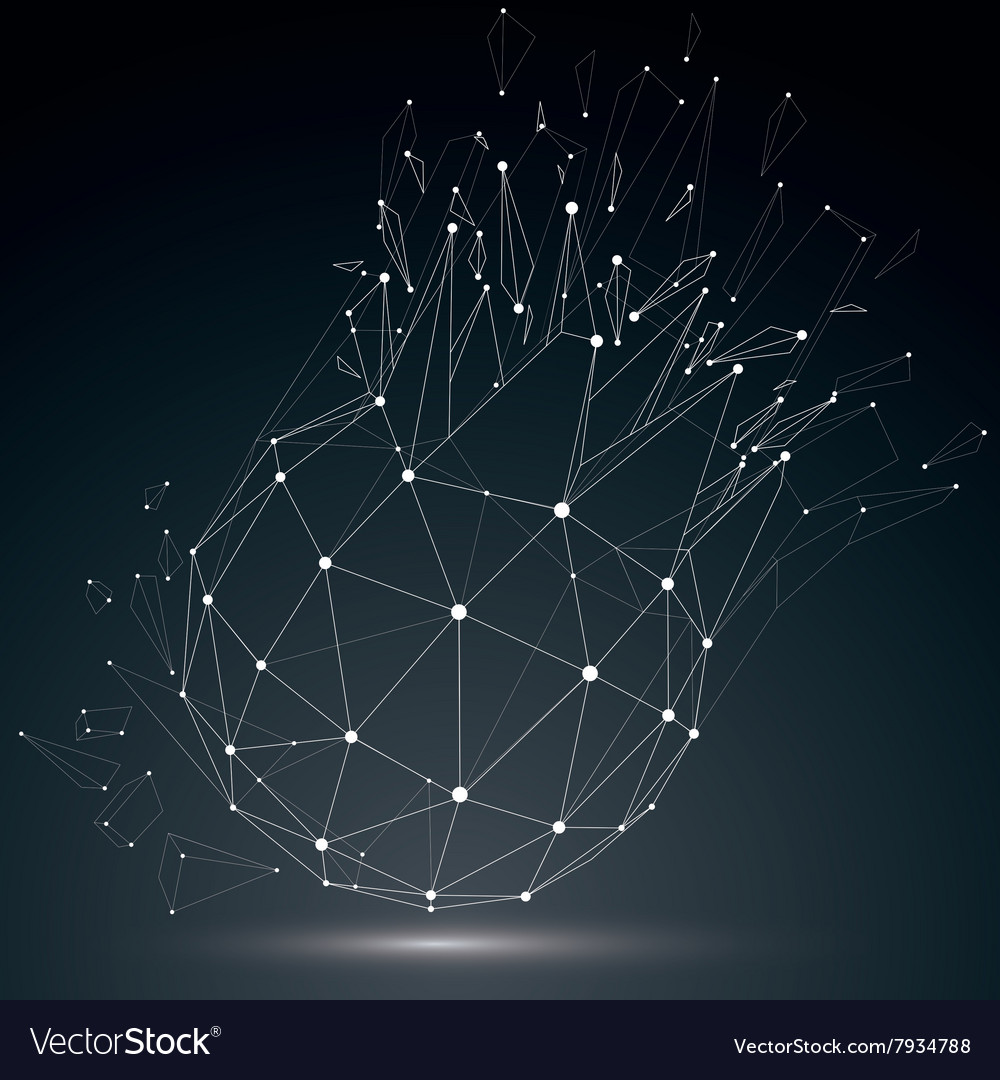 3d Wireframe Object Broken Into Different Vector Image