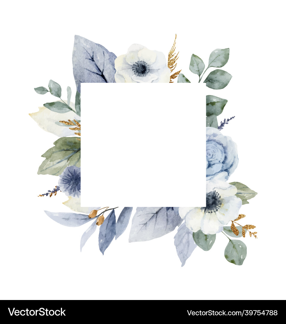 A watercolor winter frame with dusty blue Vector Image