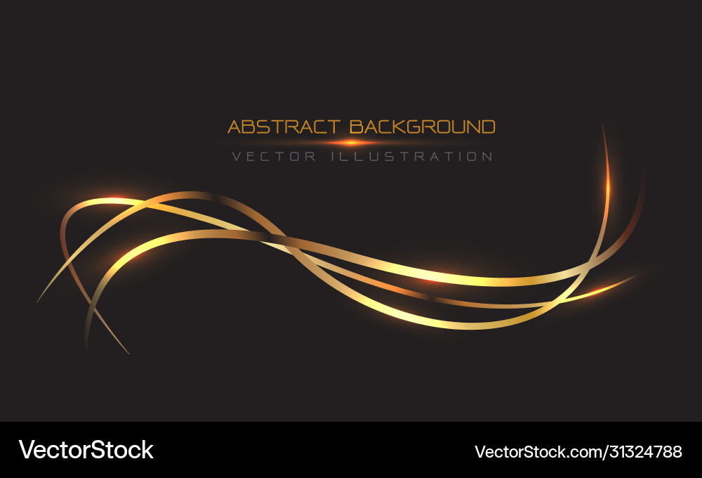 Abstract gold line curve light on black Royalty Free Vector