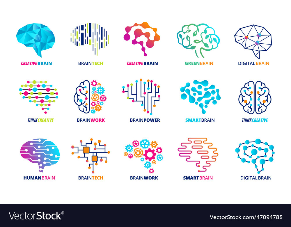 Brain emblem template smart assistant ai Vector Image