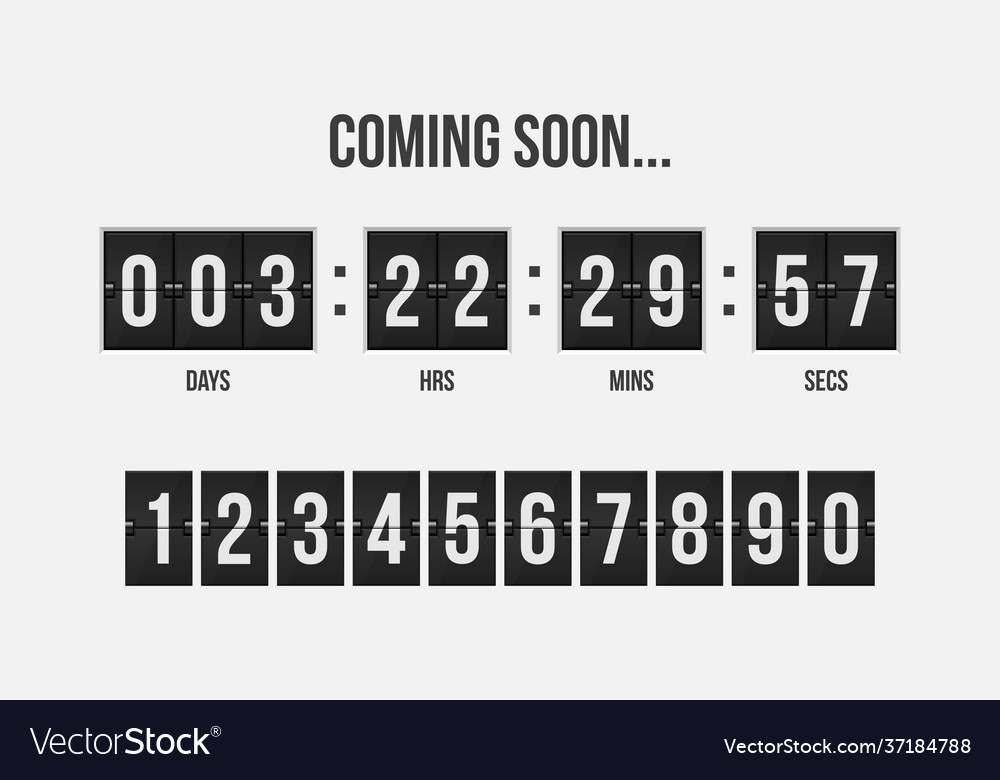 Coming soon countdown timer Royalty Free Vector Image