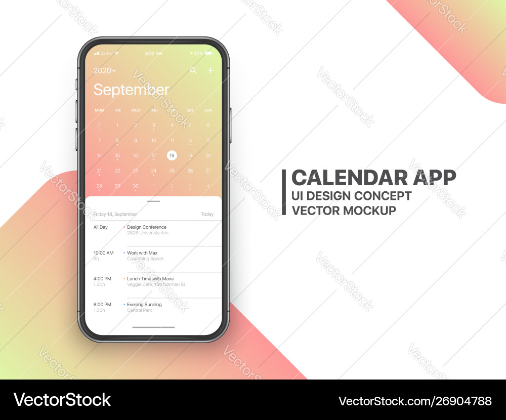 Design calendar app ui ux concept Royalty Free Vector Image