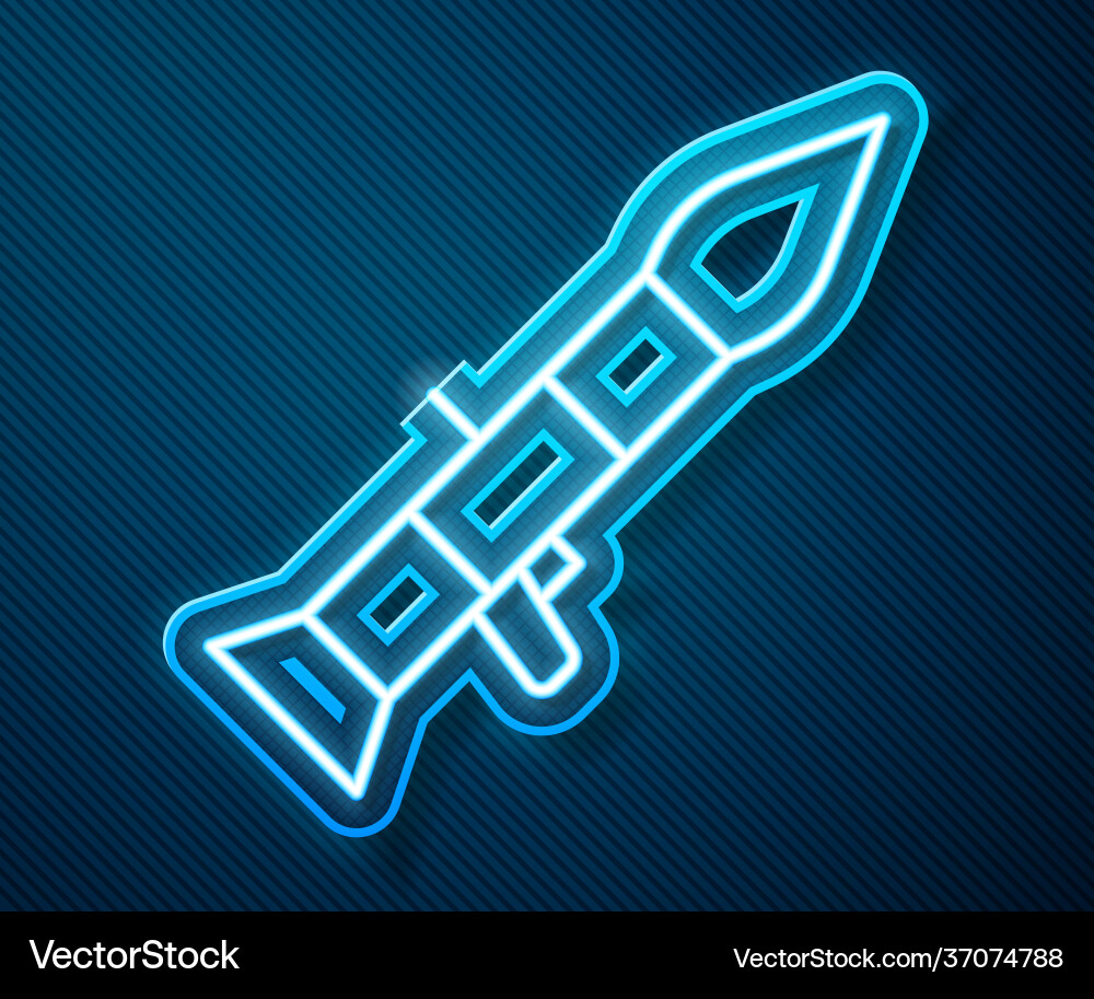 Glowing neon line rocket launcher with missile Vector Image