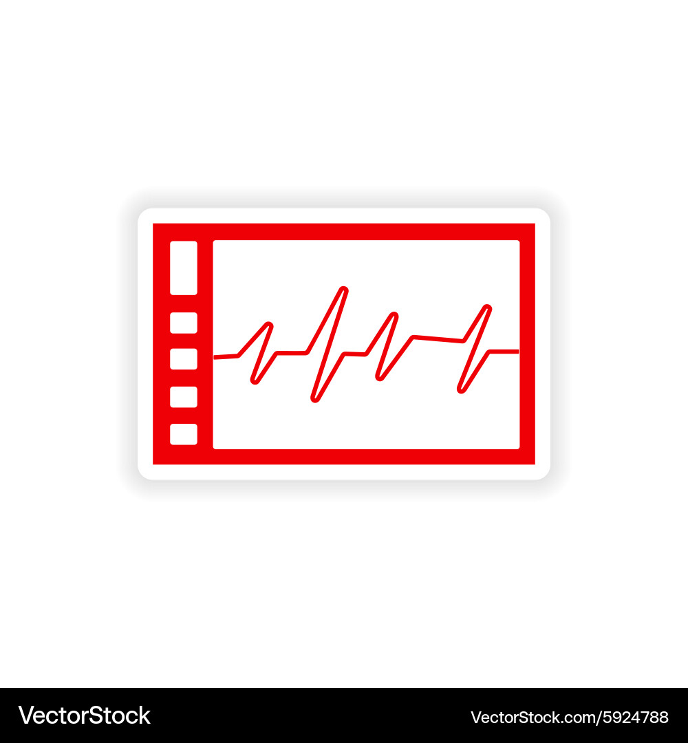 Icon sticker realistic design on paper ecg Vector Image