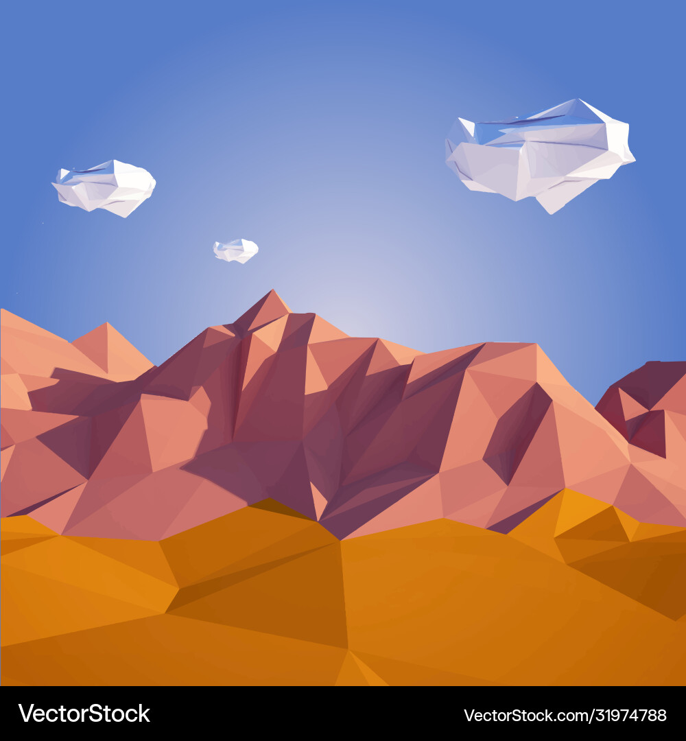 Low poly desert in paper art style Royalty Free Vector Image