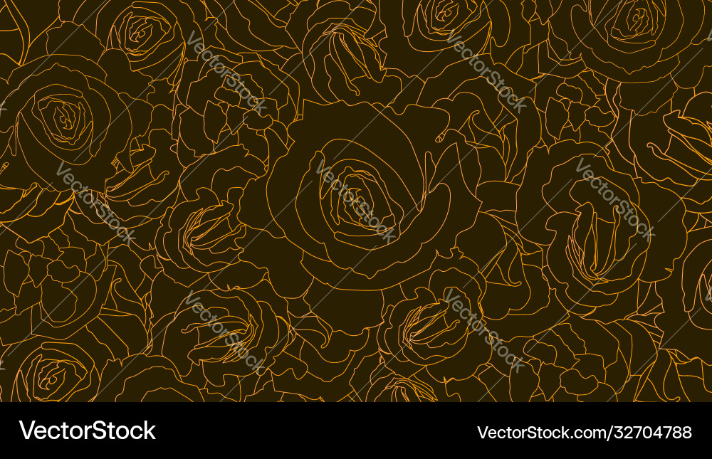 Pattern from roses buds flower buds in outline Vector Image