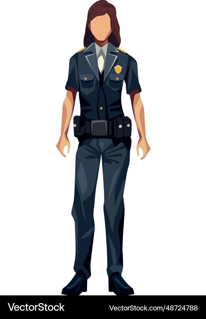 Police standing woman front view Royalty Free Vector Image