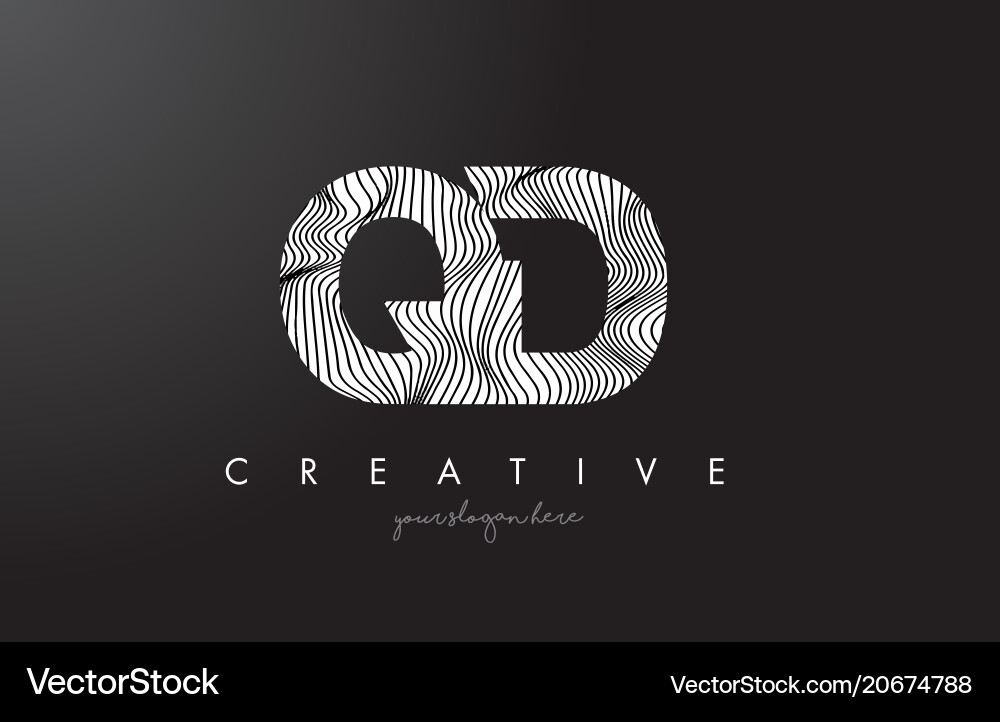 Qd q d letter logo with zebra lines texture Vector Image