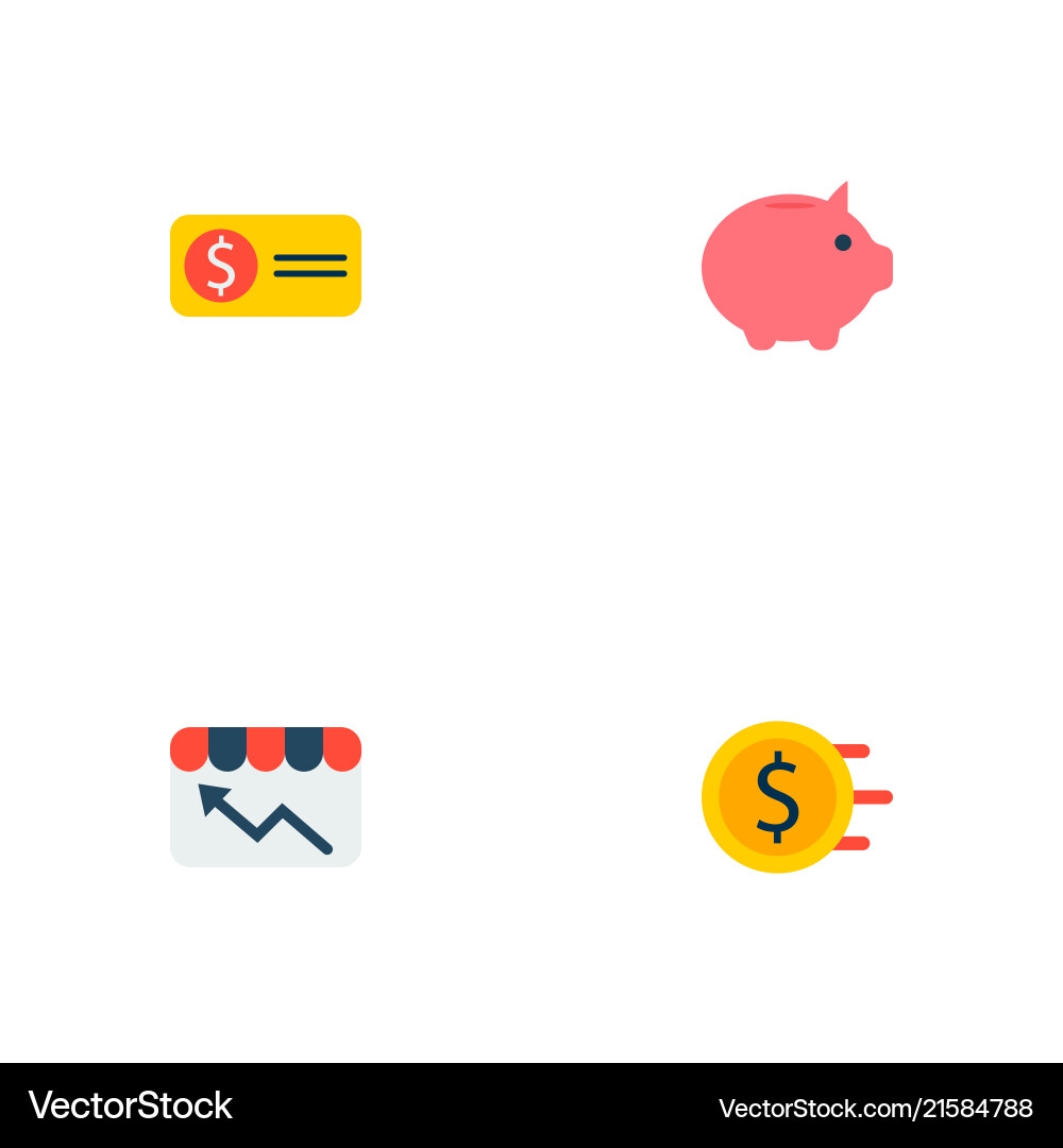 Set commerce icons flat style symbols Royalty Free Vector