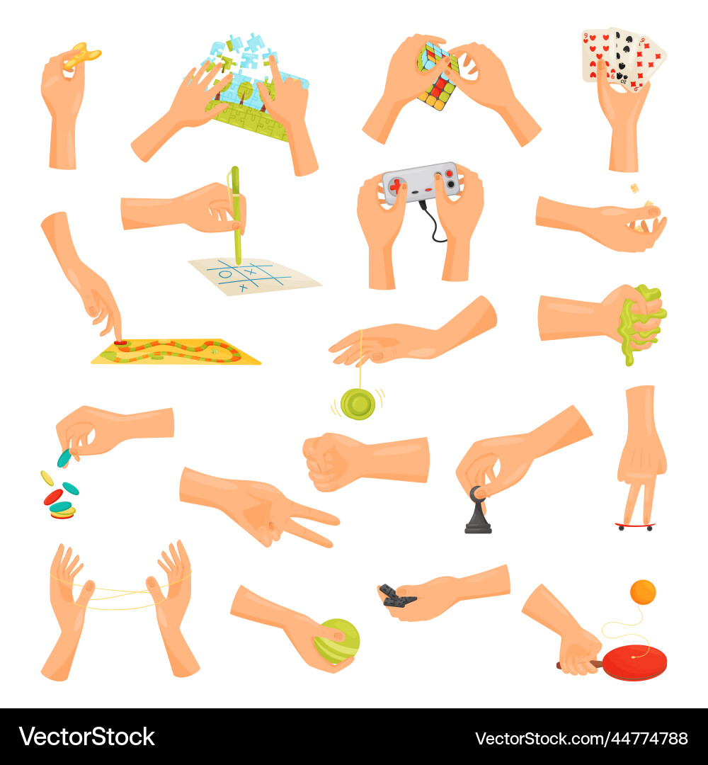 Set of human hands playing different games hand Vector Image