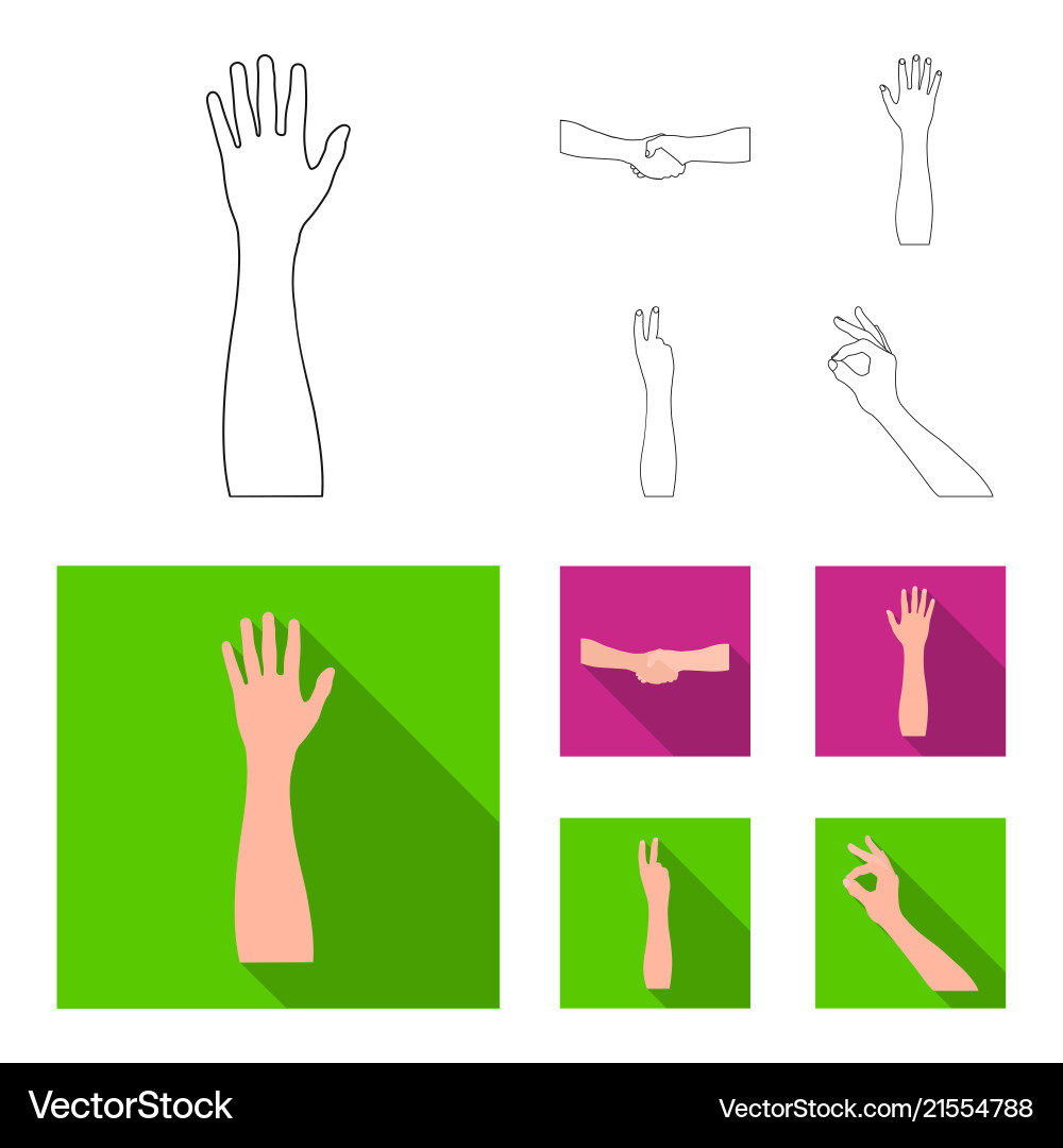 Sign language outlineflat icons in set collection Vector Image
